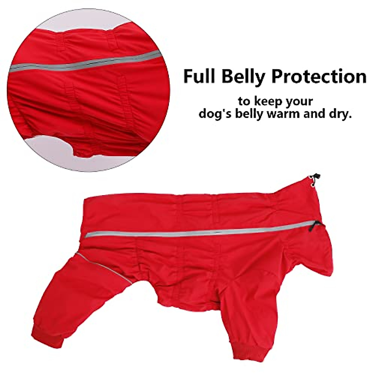 Geyecete Dog Zip Up Dog Coat with Legs Comfort-Waterproof Jacket Reflective Safety,Elasticity Pet Jacket for Large Medium and Small Dogs Puppy Four Legs-Red-XL