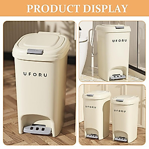 Luxshiny Bathroom Trash Can with Lid 8L Step Garbage Can Plastic Wastebasket with Lid Waste Bin for Kitchen Office Bedroom
