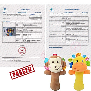 Cartoon Stuffed Animal Baby Soft Plush Hand Rattle Toys Infant Dolls - Giraffe and Monkey