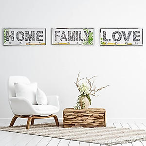 Crush Diamond Mirrored Home Letter Plaque Sign for Wall Decor, Crystal Clear Hooks Key Holder Key Hanger, Silver Mirror Decoration Wall Art, Wall Mounted Home Decor 15"×5.9"×1.6"