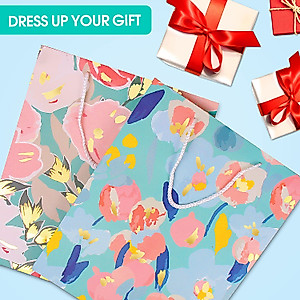 Gift bag for Women Girl Her,Large Gift Bag with Tissue Paper,Elegant Birthday Gift Bag with Flower Foil Gold Marking,Big Gift Bag Birthday Gift Wrap Bag,Birthday Bag Present Bag for Birthdays Mother's