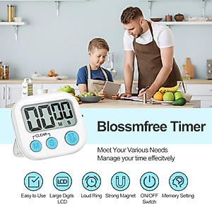 UMIKAkitchen Kitchen Timer, 2 Pack Large Digits Classroom Timer for Kids,Simple Operation Magnetic Timers, Digital Timer for Cooking -White