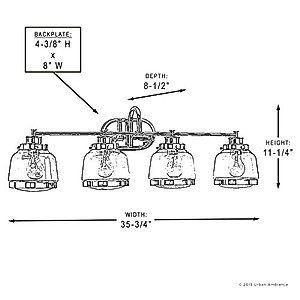 Urban Ambiance Luxury Industrial Chic Bathroom Vanity Light, Large Size: 11.25" H x 35.75" W, with Art Deco Style Elements, Olde Bronze Finish, UHP2541 from The Nottingham Collection