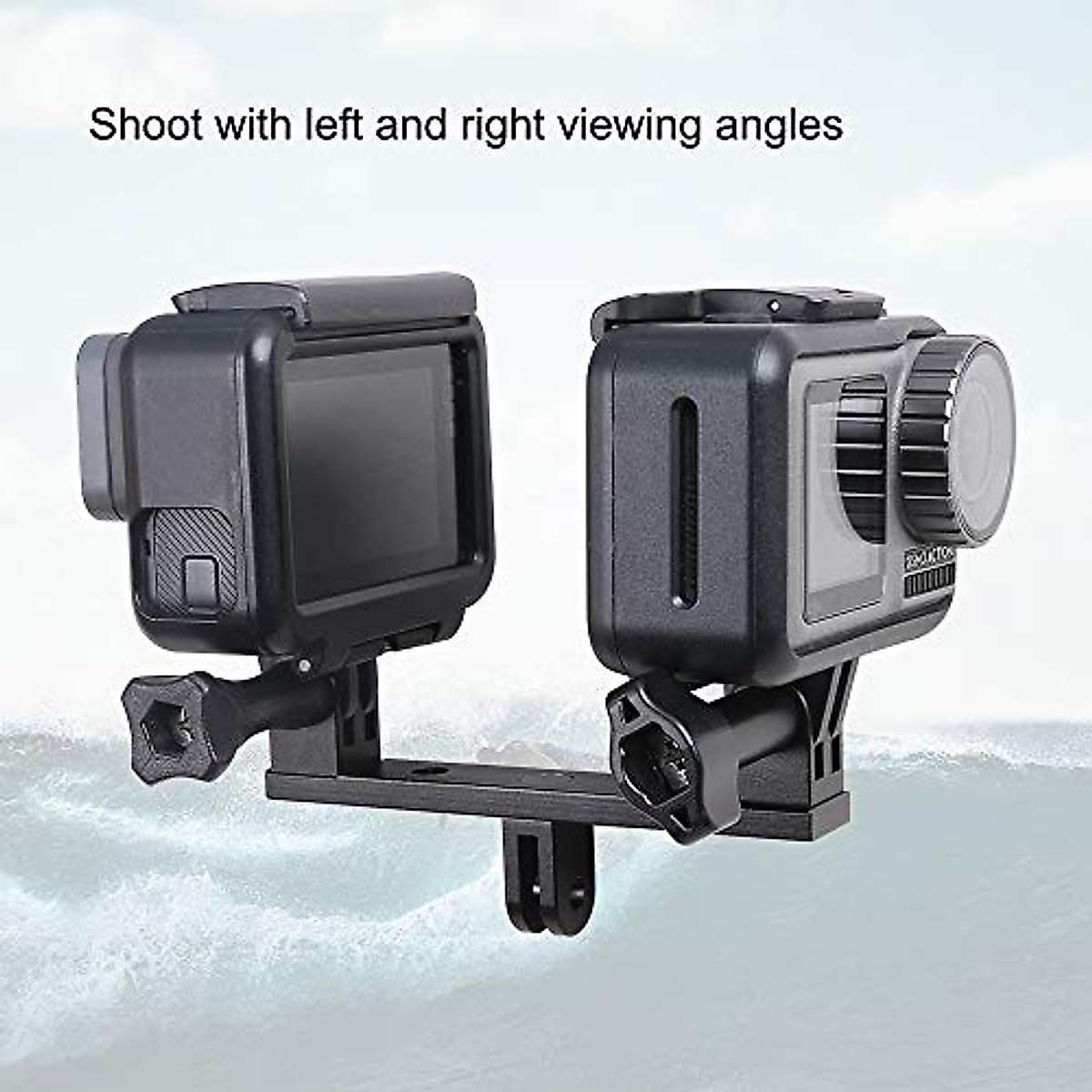 Aluminum Dual Twin Mount Adapter with Two Screw for GoPro Hero 11/10/9/8/7/(2018)/6/5 Black, 4 Session, Campark, AKASO, SJCAM, DJI Osmo Action Cameras - Suitable for Camera Housing Handheld monopod