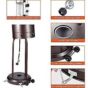 Patio Heater Propane with Cover - Outdoor Heaters For Patio Propane Heater Floor Standing with Wheels - Commercial Stainless Steel Gas Space Heaters for Outside Tent Camping, Porch, Pool and Garden