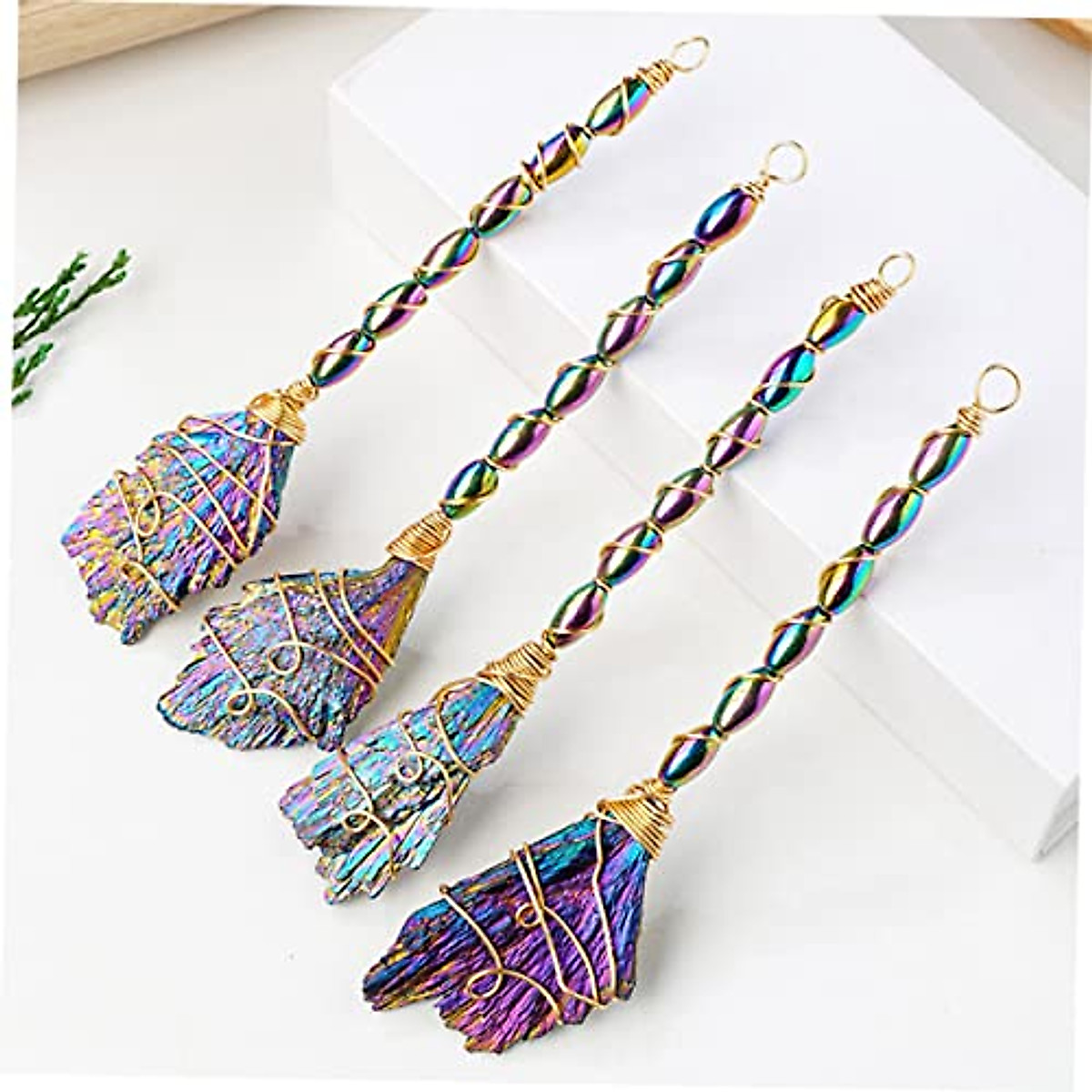 ARTIBETTER Desk Topper 5pcs Pendant Adornment Craft Cluster Material Shape Ornament Irregular Broom Specimen Handmade Random Mineral Stone Decor Crystal Hanging Dining Table Decor