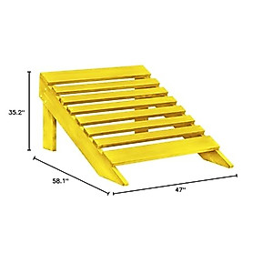 Tidyard 2-Seater Patio Adirondack Chair&Ottoman Fir Wood Yellow Outdoor Fire Pit Chair Wooden Garden Armchair for Porch Pool Lawn Deck Backyard Balcony Outdoor