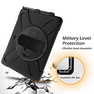 Samsung Galaxy Tab Active PRO 10.1 Case, Galaxy Tab Active4 PRO Case, Heavy Duty Rugged Shockproof Drop Protection Case with 360 Stand, Hand Strap & Shoulder Strap for SM-T540/T547/T630/T638 (Black)