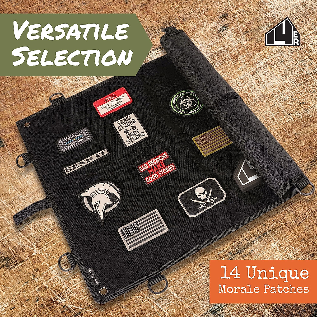 14er Tactical Morale Patches | Embroidered Military Patches Hook & Loop Funny Tactical Patches for Backpacks, Hats, Vest | Airsoft Patches for Jackets, Backpack Patches | Morale Patch Bundle (14-pack)