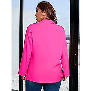 Floerns Women's Plus Size Long Sleeve Lapel Open Front Work Office Blazer Jacket Hot Pink 4XL