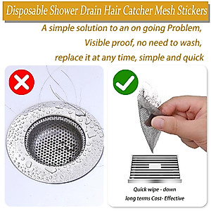 Disposable Shower Drain Hair Catcher - Cutable Shower Drain Hair Catcher Mesh Stickers for Any Length, Suitable for Bathroom, Bathtub, Kitchen (1 Pack)