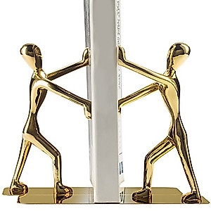 Fasmov Heavy Duty Stainless Steel Man Bookends Nonskid Bookends Art Bookend,1 Pair(Glod)
