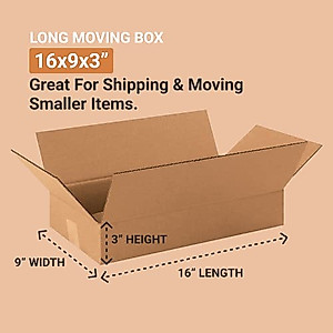 AVIDITI 16 x 9 x 3 Corrugated Cardboard Boxes, Long 16"L x 9"W x 3"H, Pack of 25 | Shipping, Packaging, Moving, Storage Box for Home or Business, Strong Wholesale Bulk Boxes