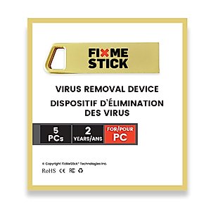 FixMeStick Gold Computer Virus Removal Stick for Windows PCs - Unlimited Use on Up to 5 Laptops or Desktops for 2 Years - Works with Your Antivirus