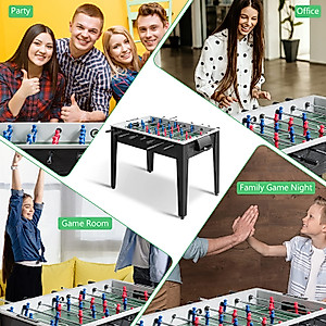 GYMAX 48” Foosball Table, Arcades Soccer Game Table for Multiplayer with 2 Balls, Score Keepers Wooden Competition Sized Foosball Table for Adults and Kids (Black)