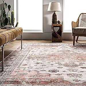 nuLOOM Banks Vintage Machine Washable Area Rug, 5' x 8', Beige