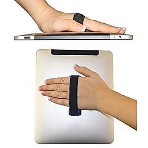 LoveHandle Tablet/XL Grip for Most Tablets and Large Smartphones, Black Elastic Strap with Black Base, LHT-01-Black