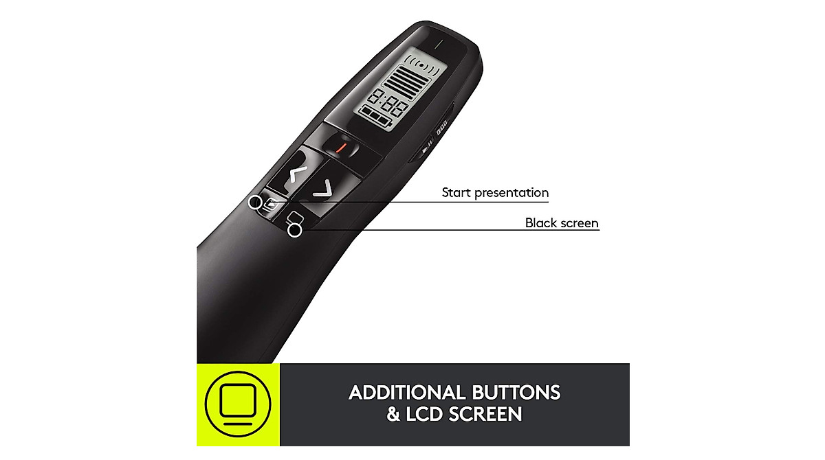 Logitech R800 Wireless Presenter with Green Laser & LCD Timer