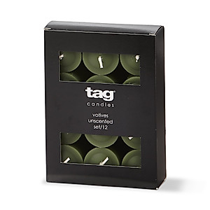 tag Color Studio Votive Candles Set Of 12 Olive Green Smokeless Paraffin Wax, Burn Time 5 Hrs. Votive Olive Green
