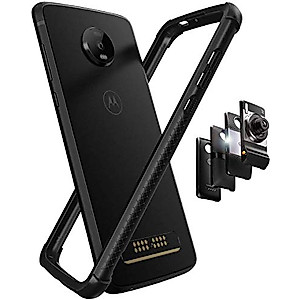 CaseWe - Motorola Moto Z4 Protective Flexible Double Injection Technology (TPU+PC) Bumper Case Cover/Compatible with Moto Mods - All Matte Black