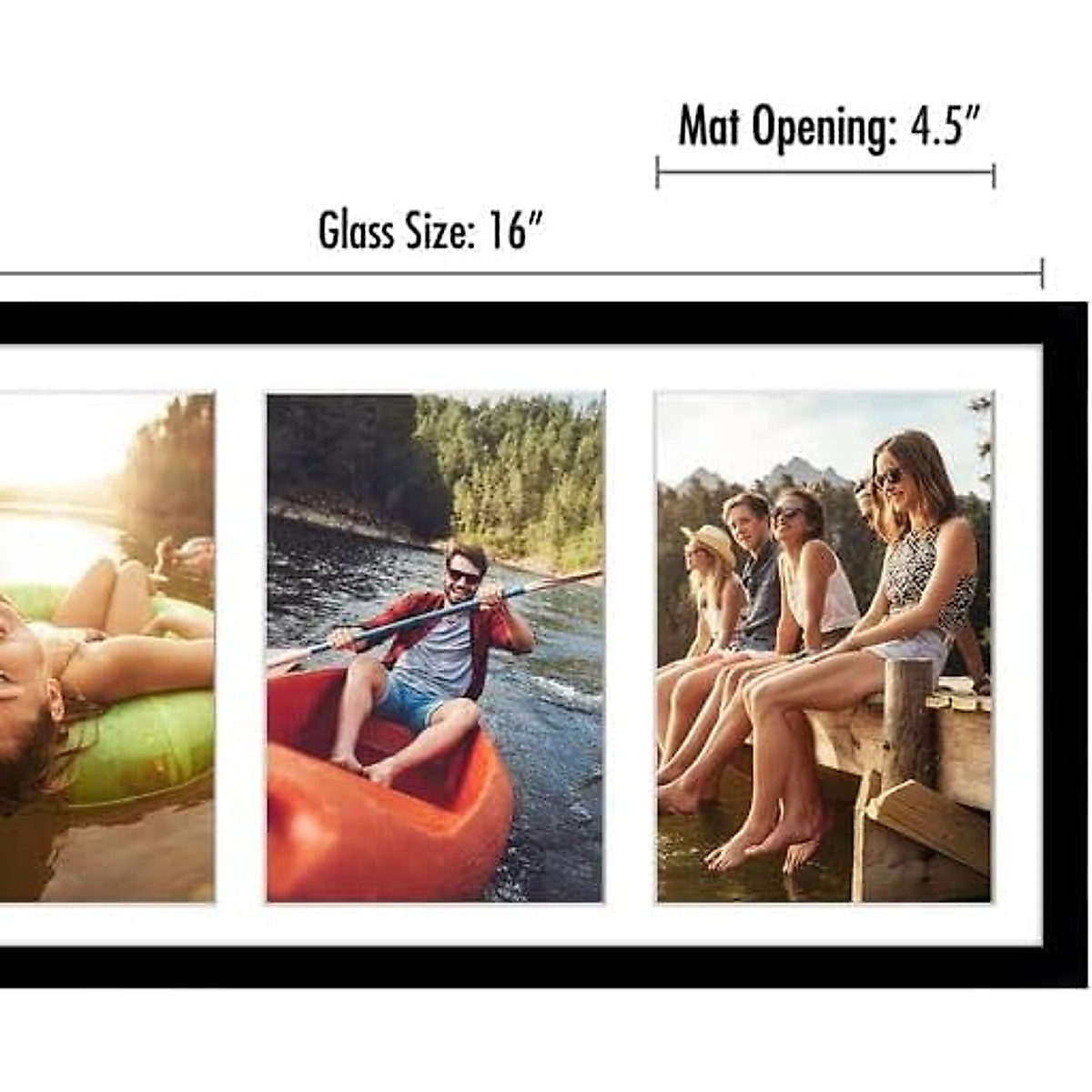 Americanflat 8x16 Collage Picture Frame in Black - Displays Three 5x7 Frame Openings - Engineered Wood Panoramic Picture Frame with Shatter Resistant Glass, Hanging Hardware, and Easel