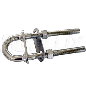 SeaLux Marine 3/8" Stock Fixed Welding Plate Bow Eye Stern Eye U-Bolt 5" Length with 3-1/2" Stud Length