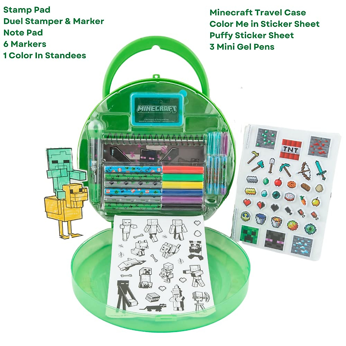 Minecraft Coloring & Sticker Activity Set for Kids with Travel Carrying Case