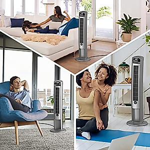 Lasko Portable Electric 42" Oscillating Tower Fan with Fresh Air Ionizer, Timer and Remote Control for Indoor, Bedroom and Home Office Use, Silver 2551