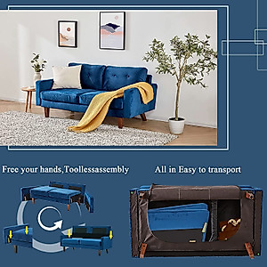 Bettermade Loveseat Sofa,Futon Sofa for Living Room, Velvet Cover Modern Design Couch,Tools-Free Assemble,2 Seats with 600 LB Load,Blue