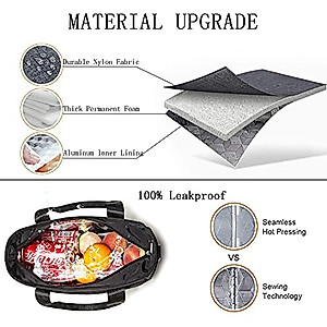 Scorlia Insulated Lunch Bag, Extra Large Lunch Tote Bag With Removable Shoulder Strap, Durable Reusable Cooler lunch Box Bag with Side Pockets, Tall Drinks Holder for Women Men Work, Black