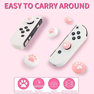 FUNDIARY Cute Bunny Carrying Case for Nintendo Switch and Switch OLED, Pink Portable Travel Case Built-in 10 Game Card Slots for Switch Console Joycon & Accessories with Shoulder Strap and 2 Thumb Cap