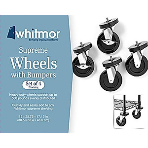 Whitmor Wheels for Whitmor Supreme Shelving Units - Heavy Duty Supports Up To 500 Pounds (Set of 4)
