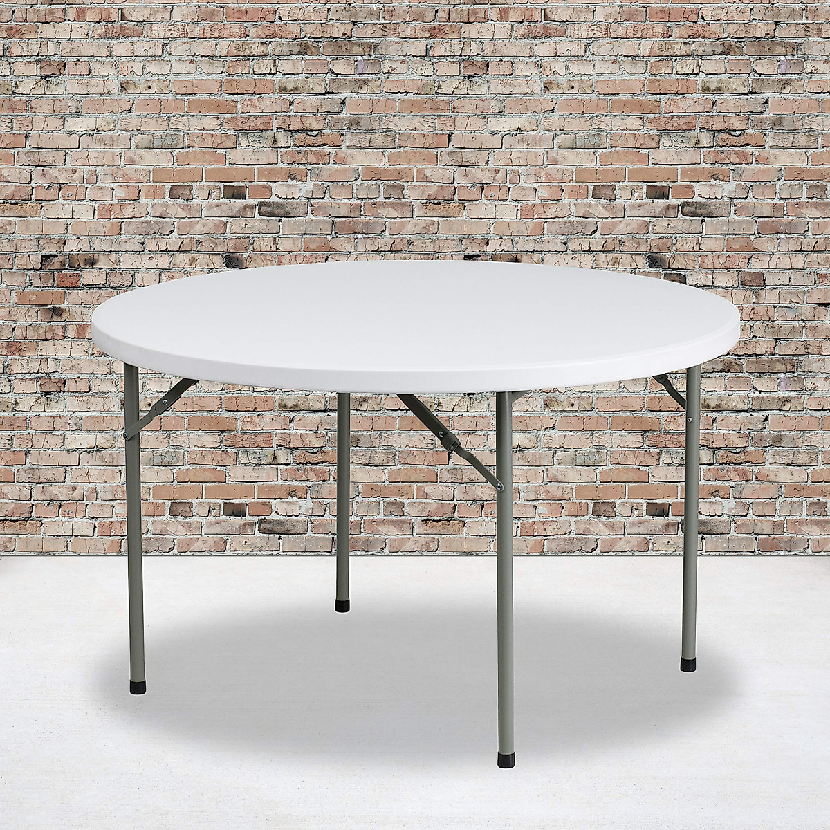 Flash Furniture Elon 4' Round All-Occasion Plastic Folding Event Table, Foldable Portable Banquet Table for Indoor/Outdoor Events, White