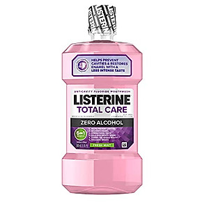 Listerine Total Care Alcohol-Free Anticavity Mouthwash, 6 Benefit Fluoride Mouthwash for Bad Breath and Enamel Strength, Fresh Mint Flavor, 500 mL