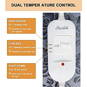 OCSOSO pet Heating pad, Electric cat Heating pad Indoor Temperature Adjustable Heated Dog pad,18inch Warming Auto-Off Heated mat for Cats Waterproof and Outdoor Use