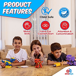 einatoys Take Apart Dinosaur Toys for Boys & Girls – Ages 3, 4, 5, 6, and 7 STEM Building Toys with Electric Drill – 3 Pc. Construction Building Toy Dinosaur Set – Fun and Educational Birthday Gift