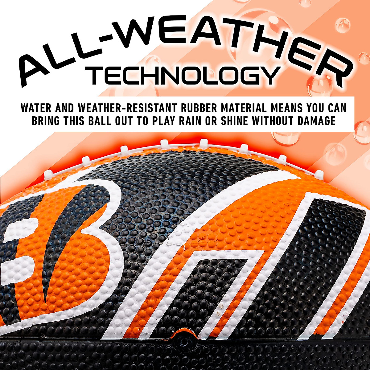 Franklin Sports NFL Cincinnati Bengals Football - Youth Football - Mini 8.5" Rubber Ball - Perfect for Kids - Team Logos and Colors