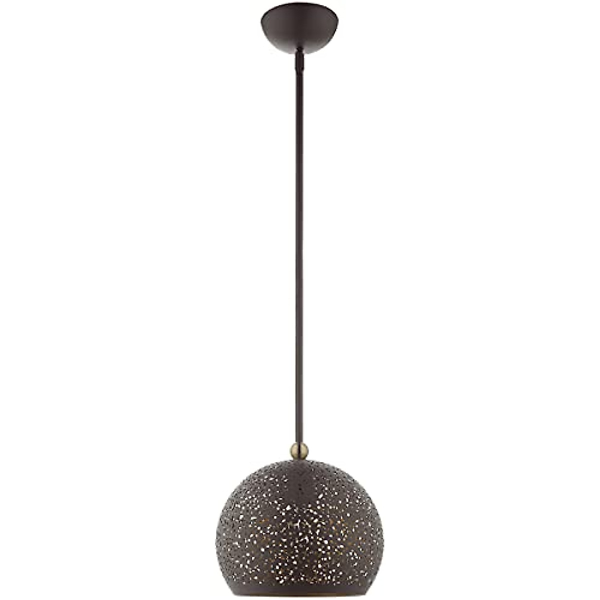 Livex Lighting 49181-07 1 Light Bronze Pendant Black W/ Antique Brass Accents