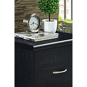 Hodedah 2 Drawer Nightstand, Black, 21.65 in x 48.03 in x 72.83 in