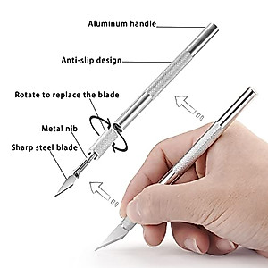 WORKLION Craft Knife and Mat Set: Precision Carving Utility Knive &10 Pcs Replacement Blades & Self-Healing Cutting Mat 12 x 9 & Multipurpose Scissors & Aluminium Ruler for Art Craft Projects