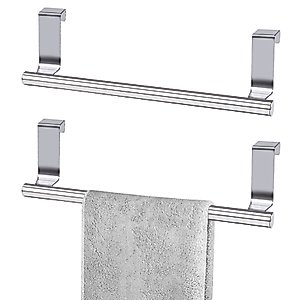 Cabinet Door Towel Bar, Dish Towel Rack for Cabinet, Stainless Steel Kitchen Towel Holder, Over The Door Hand Towel Hanger for Kitchen Bathroom Cupboard, 2 Pack (2*Small)