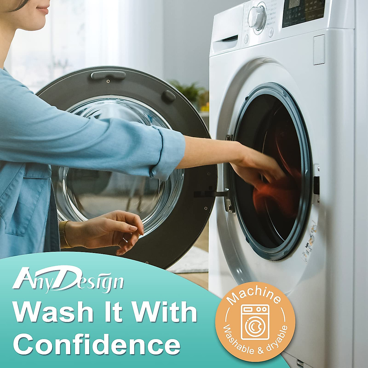 AnyDesign Easter Kitchen Towel Watercolor Easter Bunny Rabbit Truck Bicycle Dish Towel Blue White Plaids Spring Hand Drying Tea Towel for Cooking Baking Cleaning Wipes, Set of 4, 18 x 28 Inch