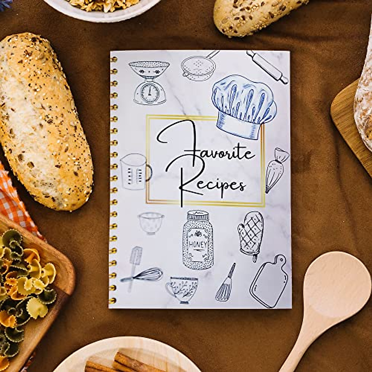 Recipe Book to Write in Your Own Recipes, 1 Pack 8.5" x 11" Blank Recipe Notebook, Double Spiral Cookbook Recipe Journal Notebook Include 200 Recipes Page With Beautifull Inner Design