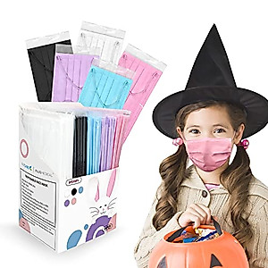 FriCARE Kids 4 ply Disposable Face Mask, 50PCS Individually Wrapped, Breathable Masks for Boys Girls Children with Elastic Earloops (Assorted Color)