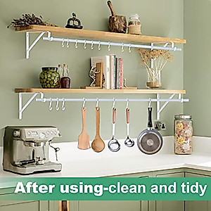 Closet Rod Bracket, 3 Pack Heavy Duty Closet Rod Support 11×10.2×1 Inch, White Closet Shelf & Rod Brackets Holder, Wall Mounted Shelf Rod Hangers Hooks with Screw