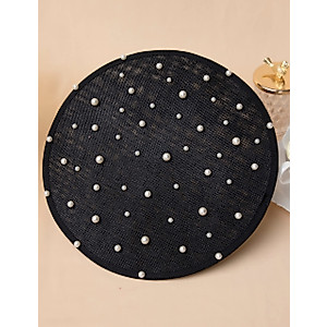 Coucoland Fascinator Hat Cocktail Tea Party Fascinator Headband Flat Kentucky Derby Fascinators for Wedding Black-Pearl