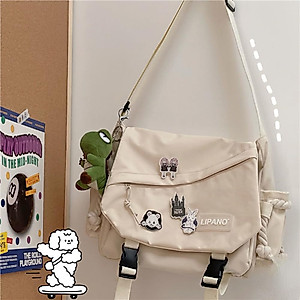 Loizziuy Y2k Crossbody Bag Backpack Kawaii Large Capacity Aesthetic Backpack Cute Casual Travel Mochilas Daypacks (1015 white)