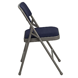 Flash Furniture Sheldon 4 Pack HERCULES Series Curved Triple Braced & Double Hinged Navy Fabric Metal Folding Chair