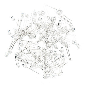 CHANZON 100 pcs 3mm Yellow LED Diode Lights (Clear Flat Transparent DC 2V 20mA) Bright Lighting Bulb Lamps Electronics Components Indicator Light Emitting Diodes