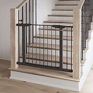 Graco BabySteps Walk-Thru Metal Safety Gate (Gray) - Pressure-Mounted Baby Gate for Doorway, Expands from 29.5-40.5 Inches, 29.5 Inches Tall, Includes 3 Extensions, Perfect for Children, Pet-Friendly